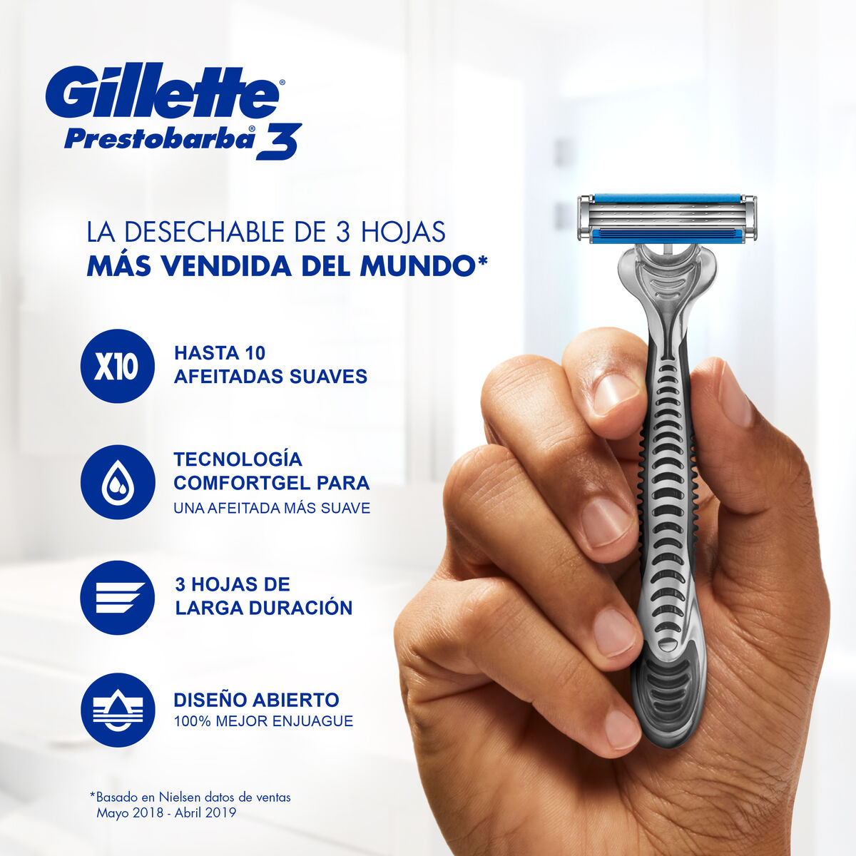 Básicos en Alimentos|Rastrillo Gillette Prestobarba Con 3 Hojas.+4 pz ...